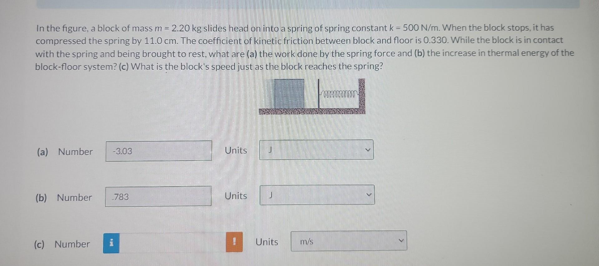 Solved In the figure, a block of mass m=2.20 kg slides head | Chegg.com