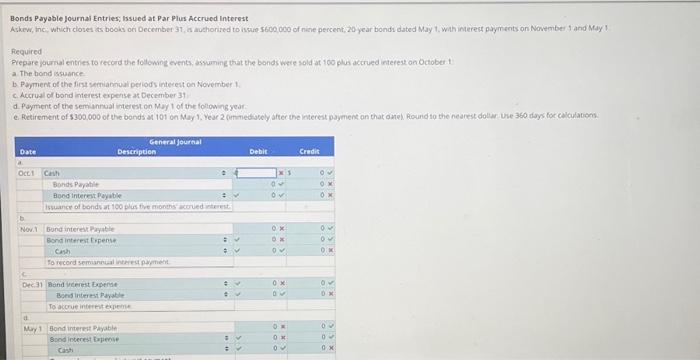 Solved Bonds Payable journal Entries; lssued at Par. Plus | Chegg.com