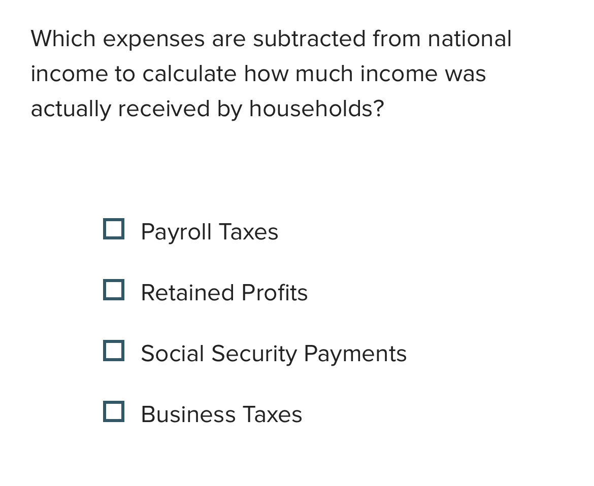 Solved Which expenses are subtracted from national income to | Chegg.com
