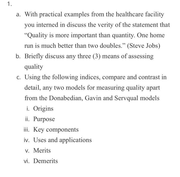 Solved a. ﻿With practical examples from the healthcare | Chegg.com
