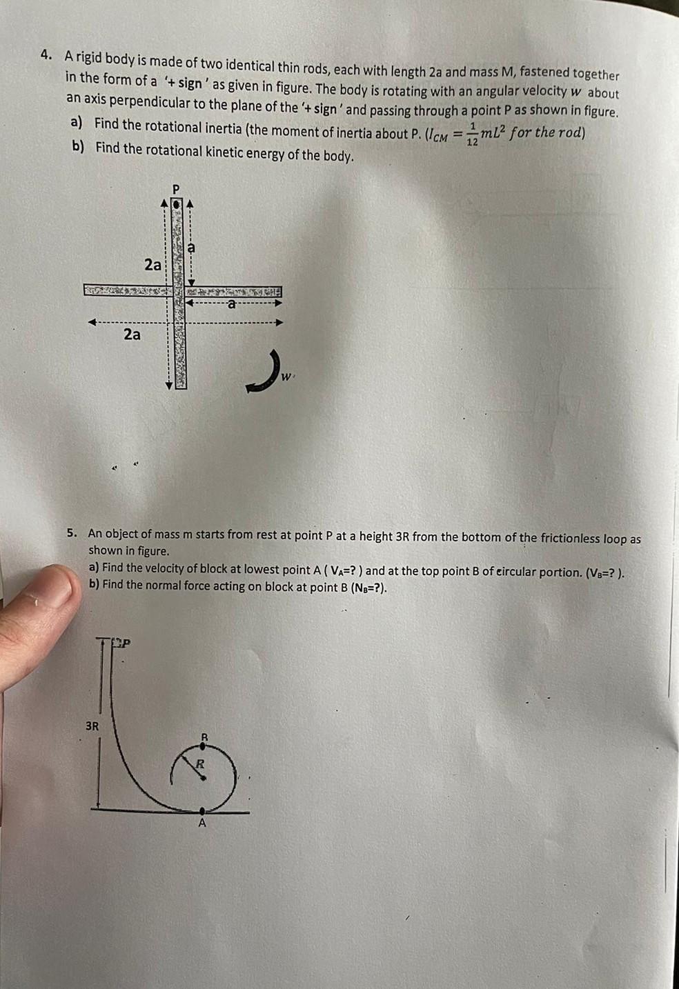 Solved 4. A rigid body is made of two identical thin rods, | Chegg.com