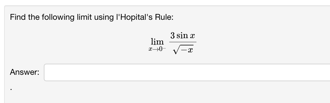 Solved Find the following limit using l'Hopital's | Chegg.com