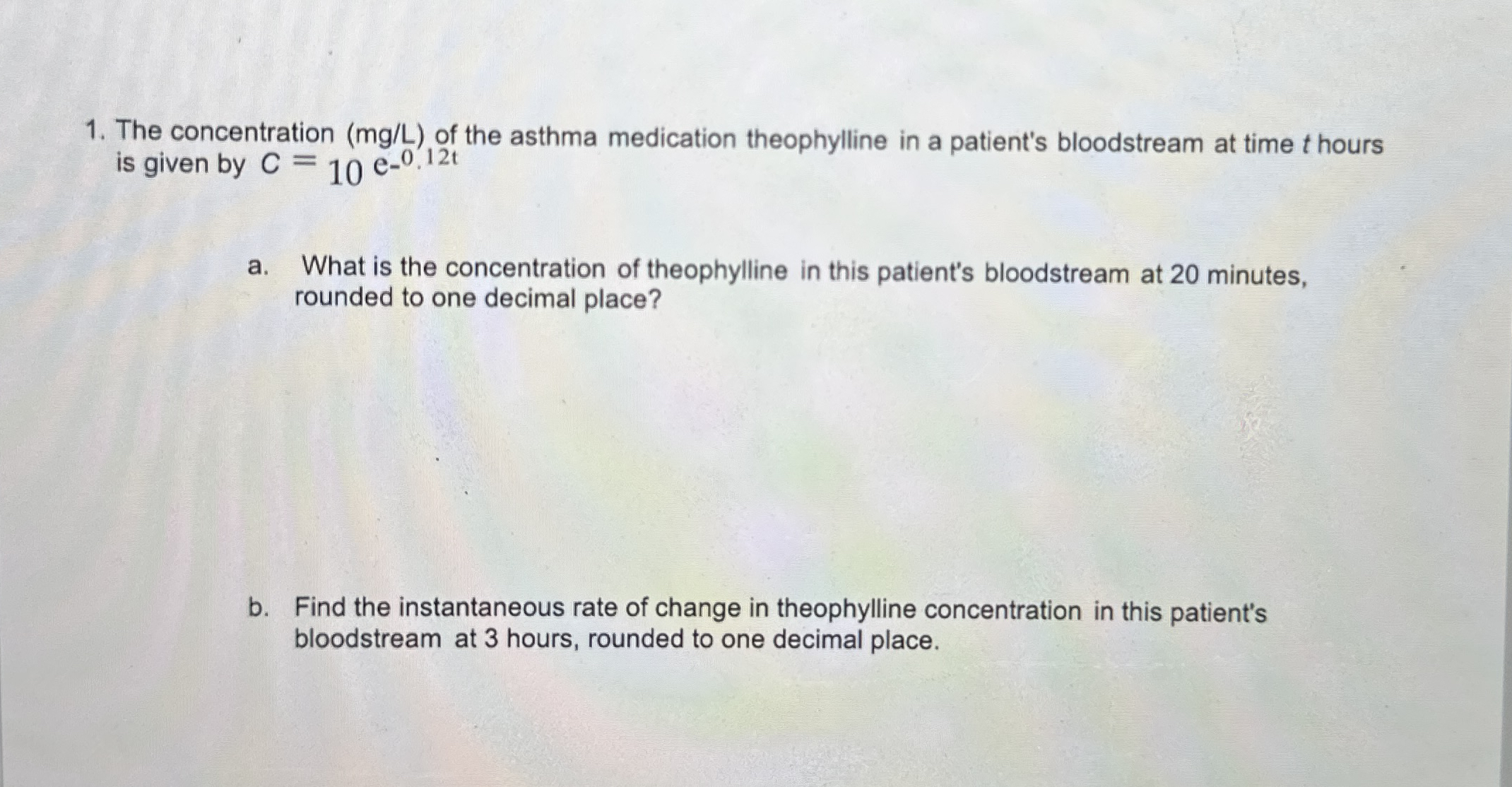 The concentration ( mgL ) ﻿of the asthma medication | Chegg.com