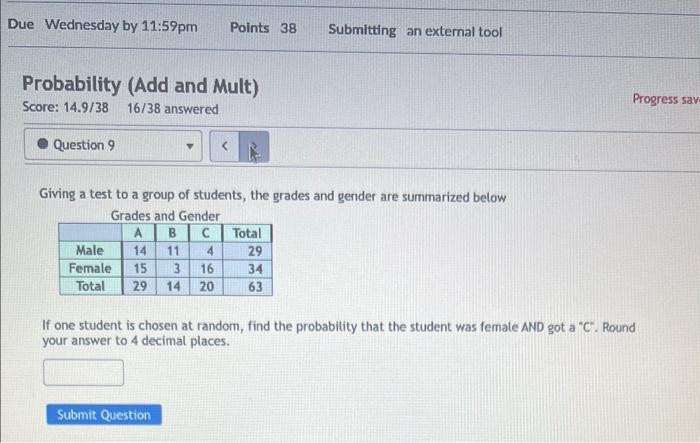 Solved Probability (Add and Mult) Score: 14.9/3816/38 | Chegg.com
