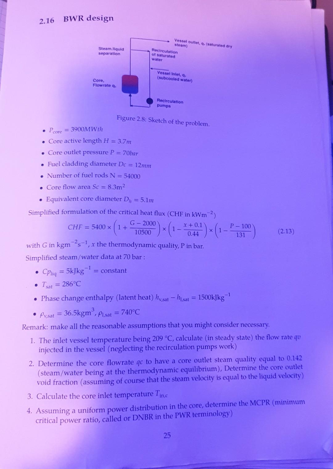 2.16 BWR design Irated dry Figure 2.8: Sketch of the | Chegg.com