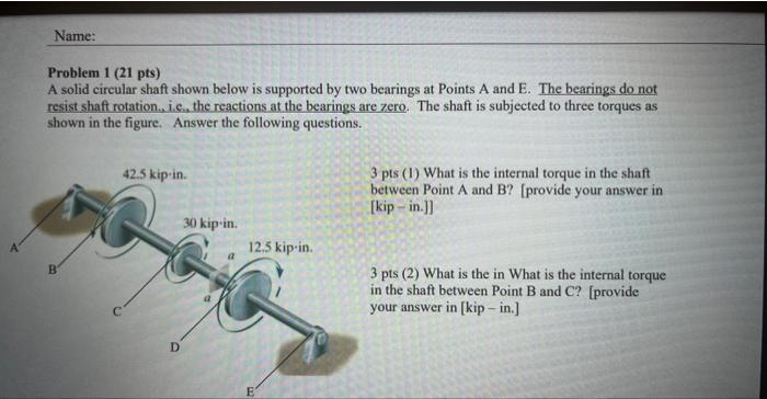 Solved Problem 1 (21 pts) A solid circular shaft shown below | Chegg.com
