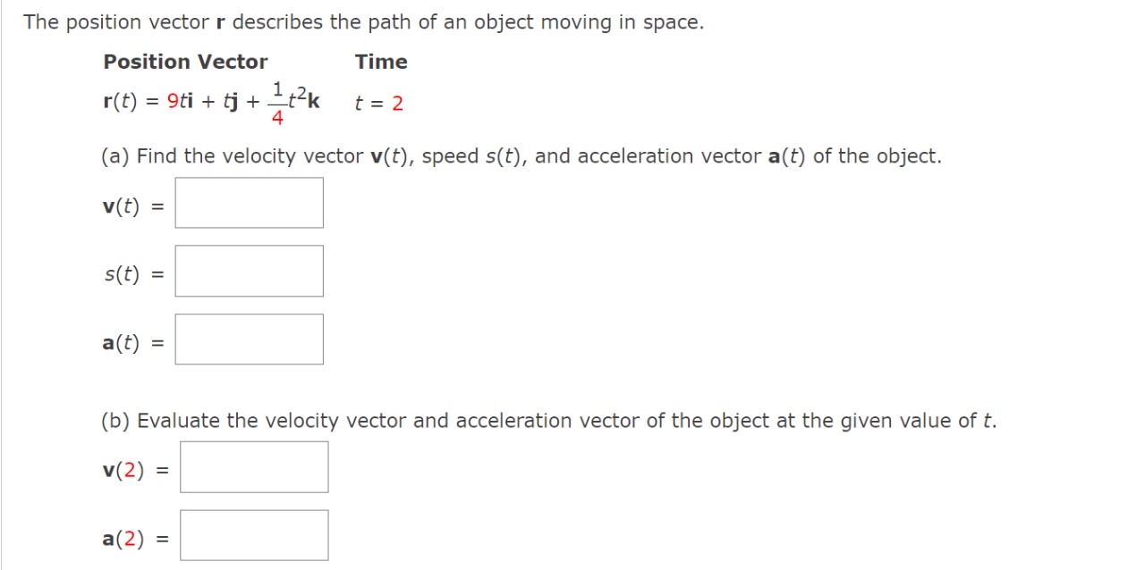 Solved The position vector r ﻿describes the path of an | Chegg.com
