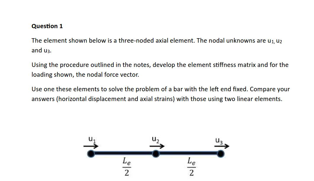 Solved Question 1 ﻿The element shown below is a three-noded | Chegg.com
