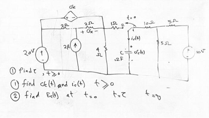 Solved (1) find cc(t) and ic(t)t⩾0 (2) find Ec(t) at | Chegg.com