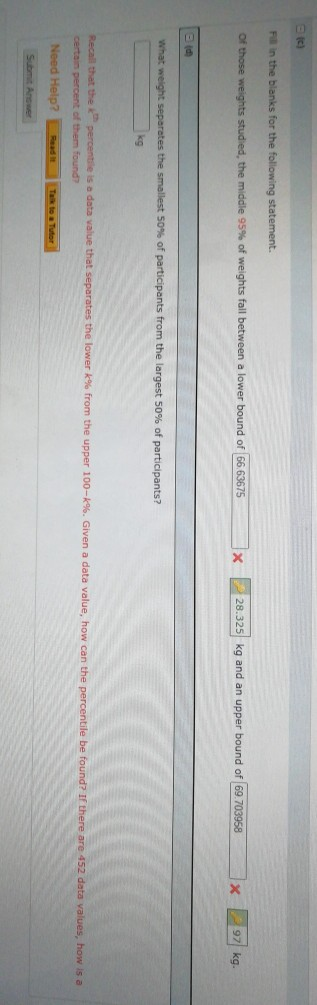 Solved imp . Distributions Weight Quantiles Summary | Chegg.com