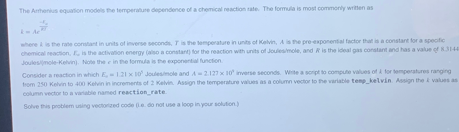 Solved The Arrhenius equation models the temperature | Chegg.com