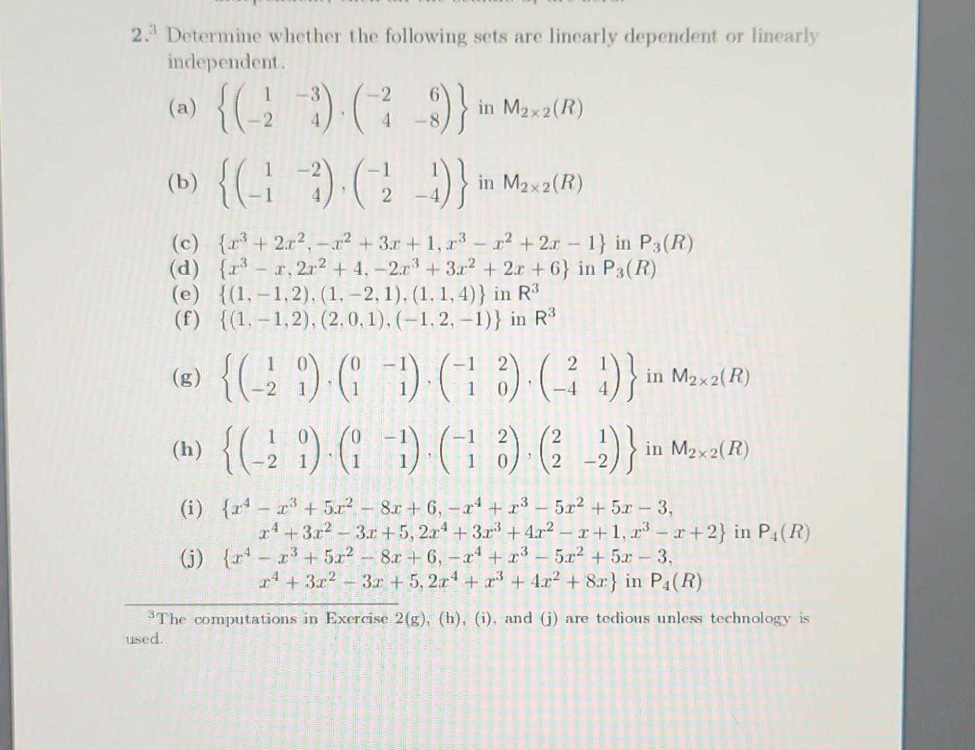 Solved 2. 3 Determine whether the following sets are | Chegg.com