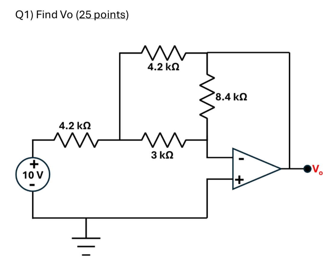 Solved Q1) ﻿Find Vo (25 ﻿points) ﻿Use summing point | Chegg.com