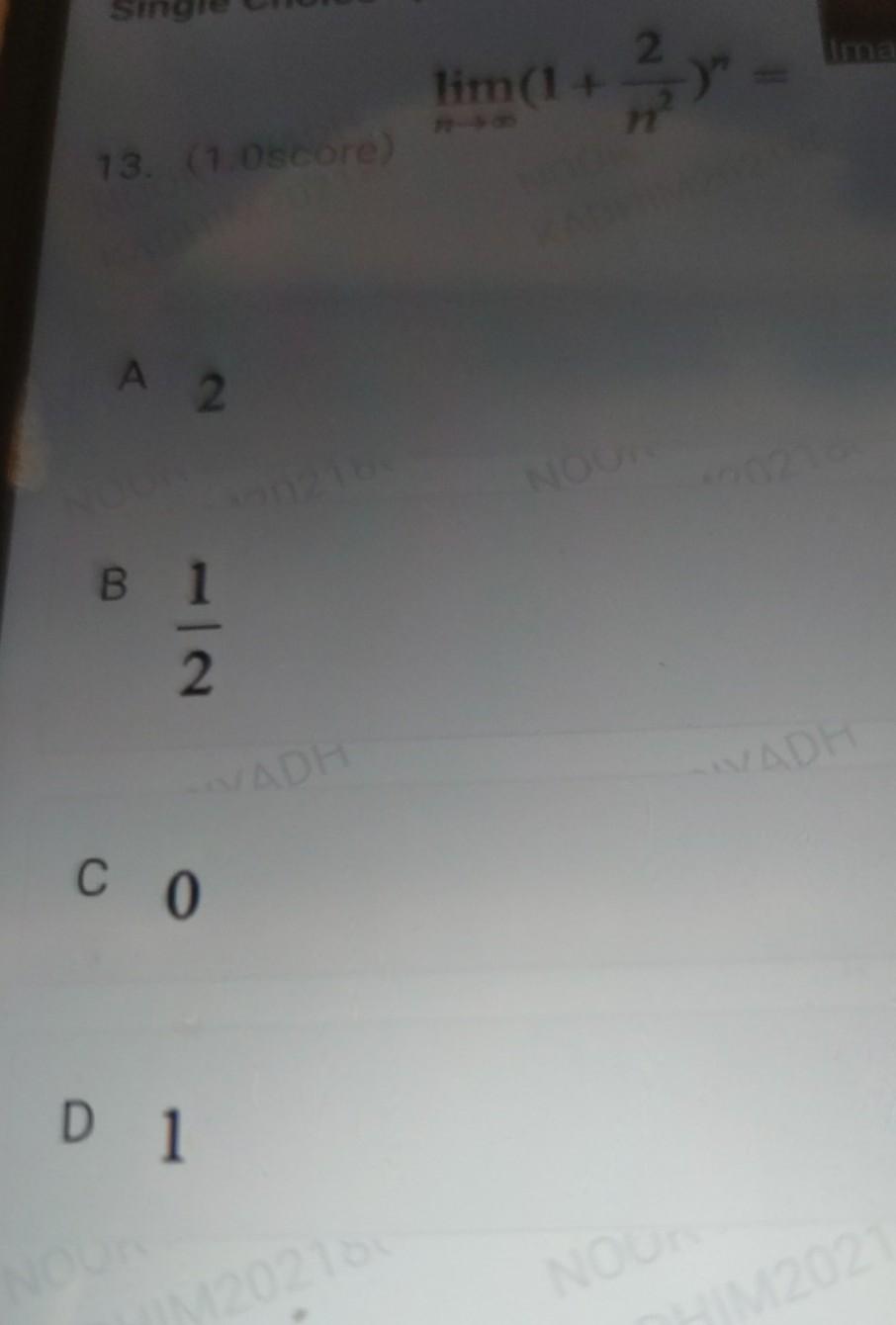 Solved limn→∞(1+n22)n= | Chegg.com