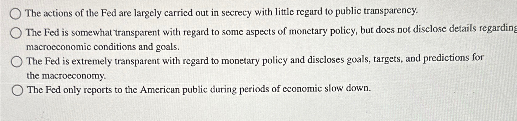 Solved The actions of the Fed are largely carried out in | Chegg.com