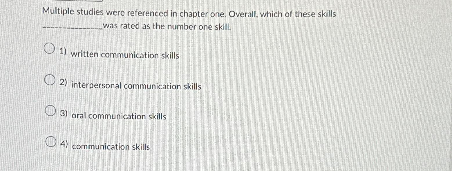 Solved Multiple studies were referenced in chapter one. | Chegg.com