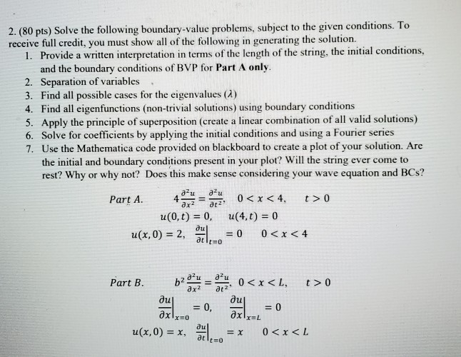 Solved 2. (80 pts) Solve the following boundary-value | Chegg.com