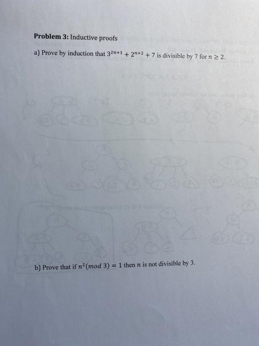 Solved Problem 3: Inductive proofs a) Prove by induction | Chegg.com