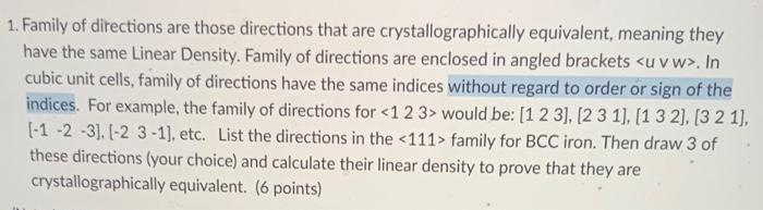 Solved 1. Family of directions are those directions that are | Chegg.com