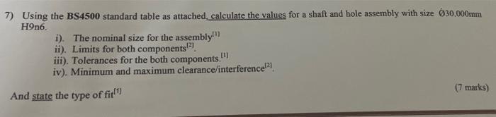 Solved 7) Using the BS4500 standard table as attached, | Chegg.com