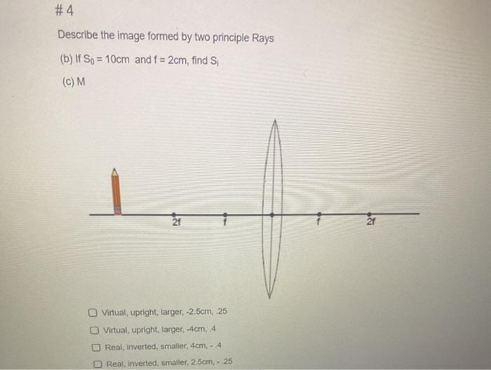 Solved #4 Describe the image formed by two principle Rays | Chegg.com