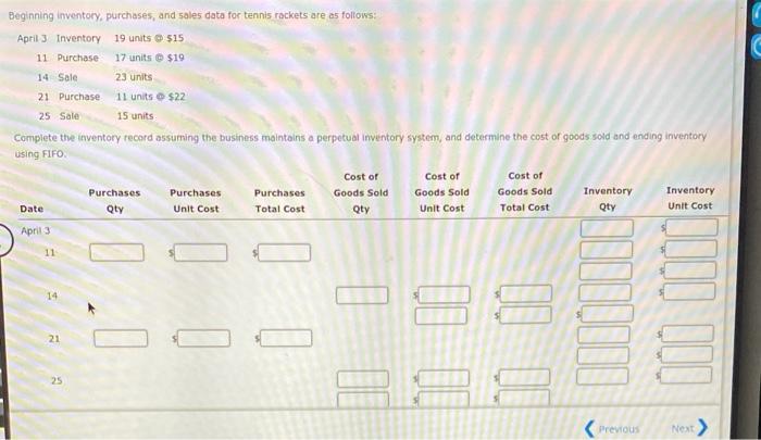 Solved Complete the imventory recard assuming the business | Chegg.com