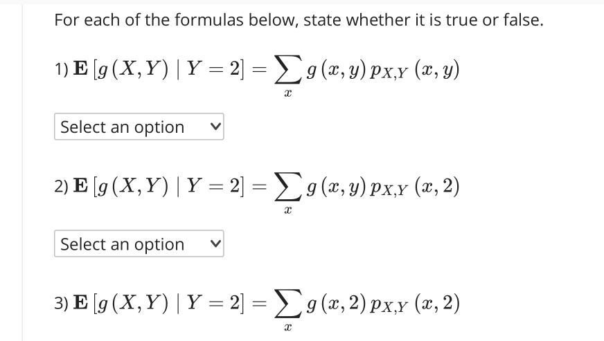 For each of the formulas below, state whether it is | Chegg.com