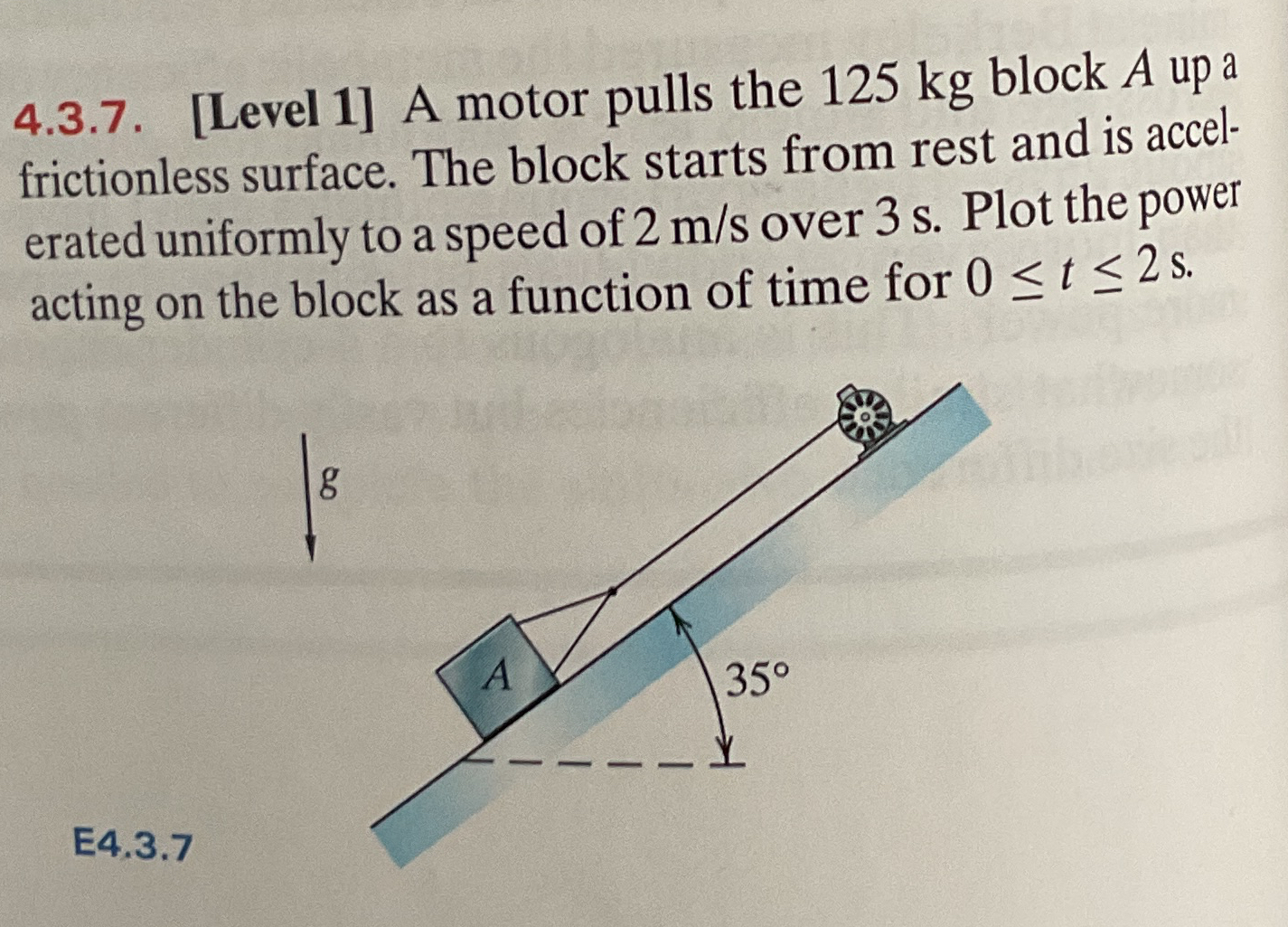 Solved 4.3.7. [Level 1] ﻿A motor pulls the 125kg ﻿block A | Chegg.com