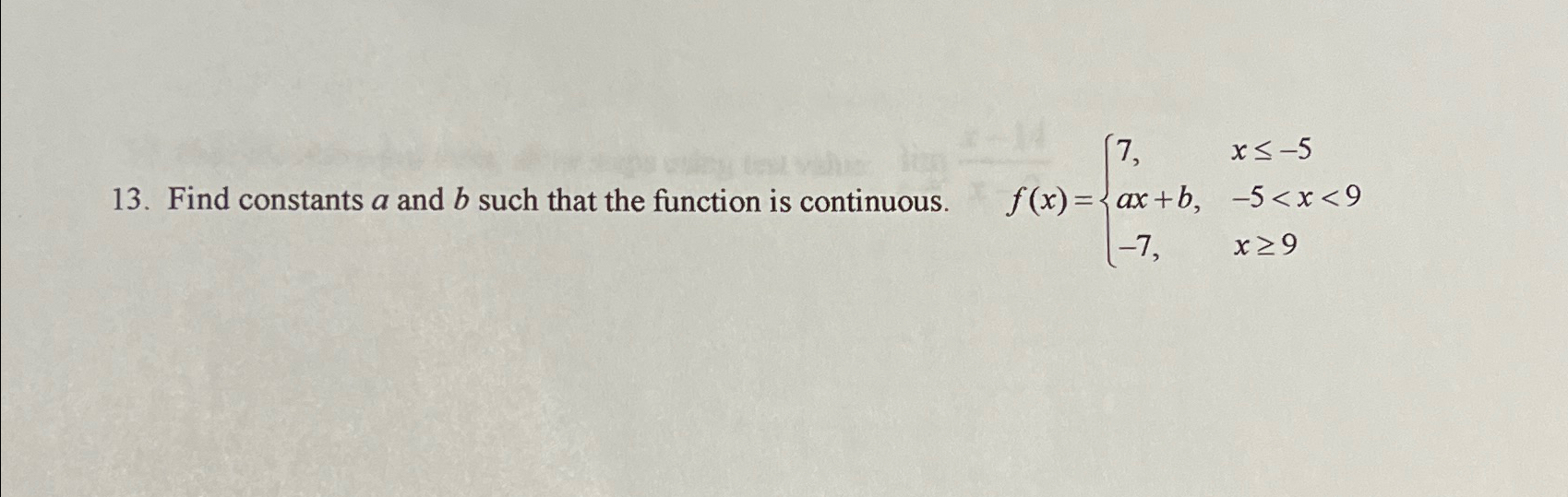 Solved Find constants a and b ﻿such that the function is | Chegg.com