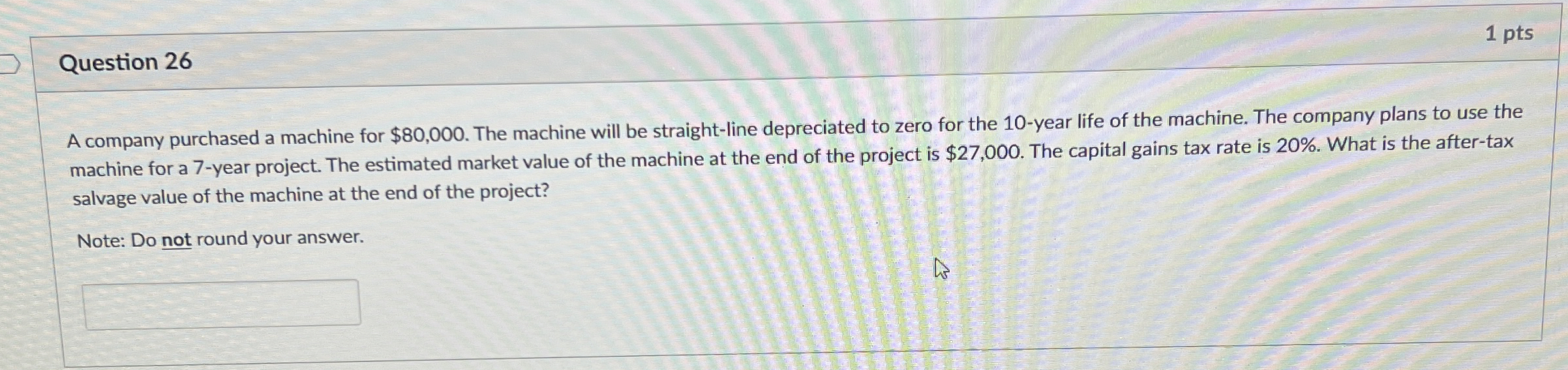 Solved Question 261 ﻿ptsA company purchased a machine for | Chegg.com