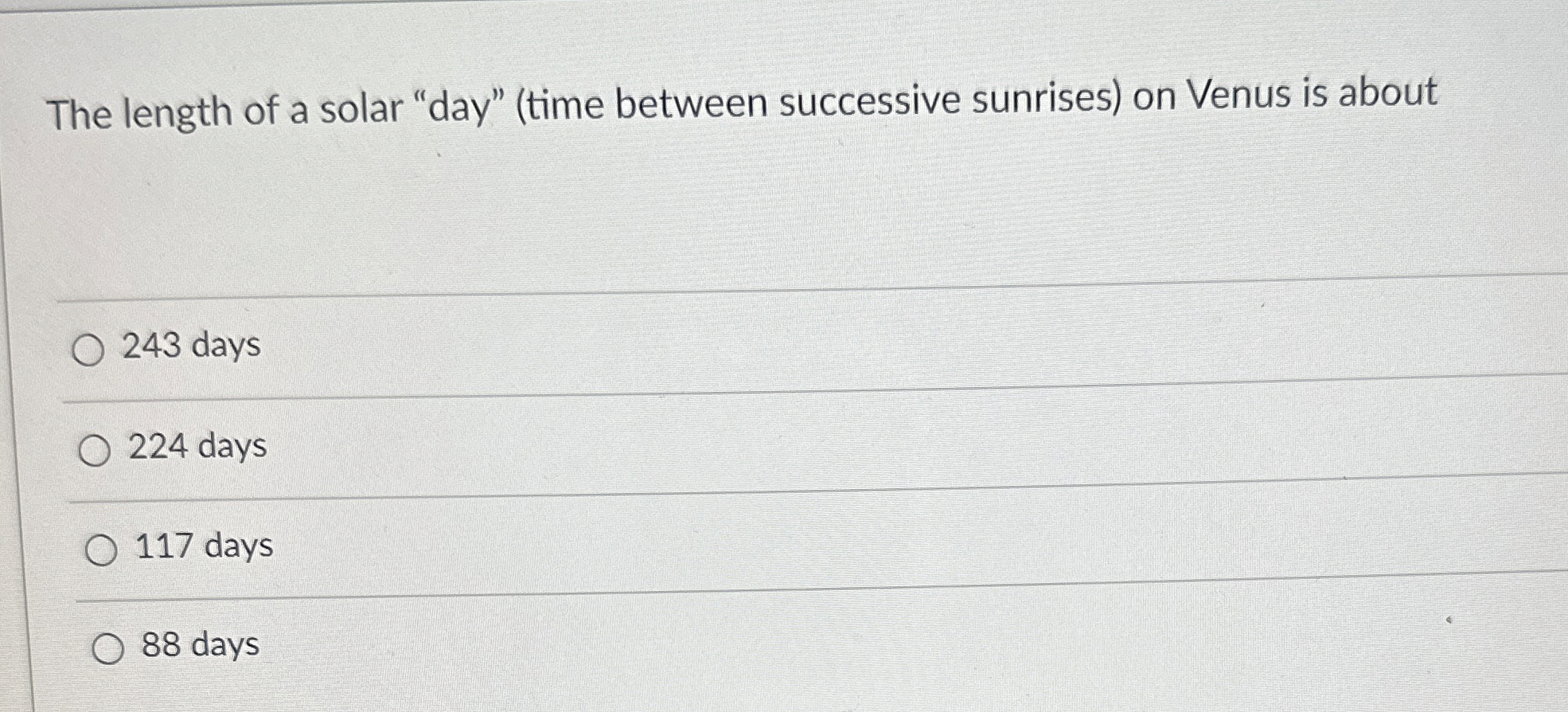 Solved The length of a solar "day" (time between successive | Chegg.com