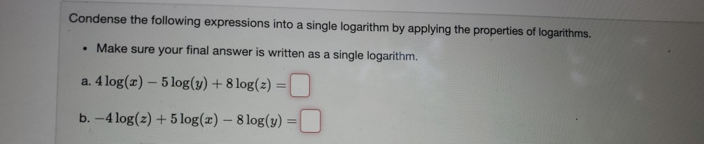 Solved Condense the following expressions into a single | Chegg.com