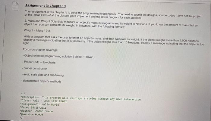 Solved Assignment 3: Chapter 3 and bece divit program for | Chegg.com