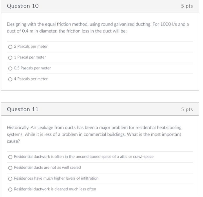 Solved Designing with the equal friction method, using round | Chegg.com