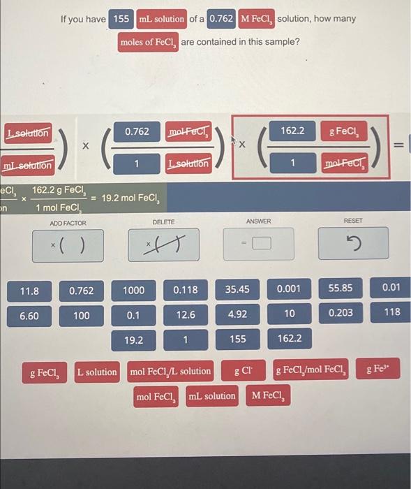 Solved Lsolution ml solution eCl₂ 3 n 11.8 162.2 g FeCl₂ 1 | Chegg.com