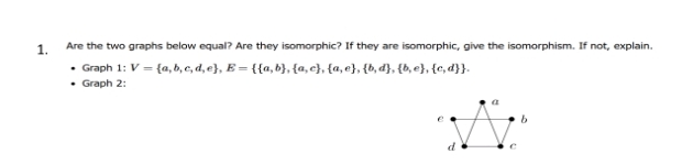 Solved Are the two graphs below equal? Are they isomorphic? | Chegg.com