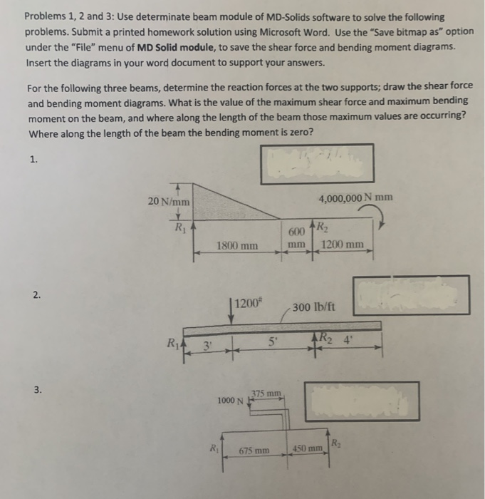 Solved Problems 1, 2 and 3: Use determinate beam module of | Chegg.com