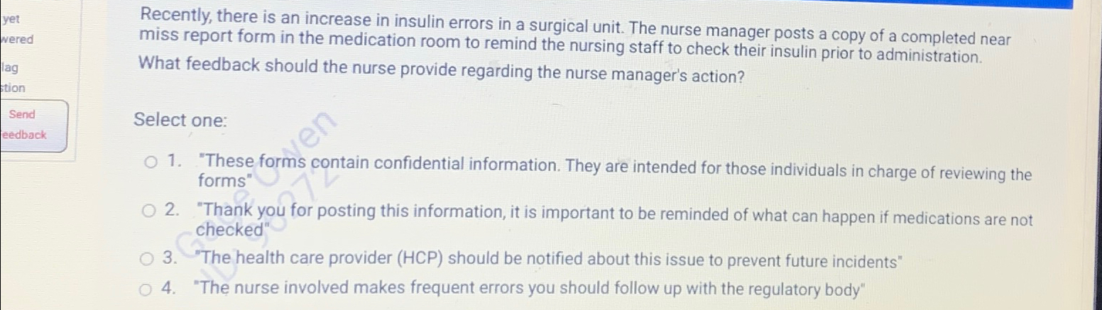 Solved Recently, there is an increase in insulin errors in a | Chegg.com