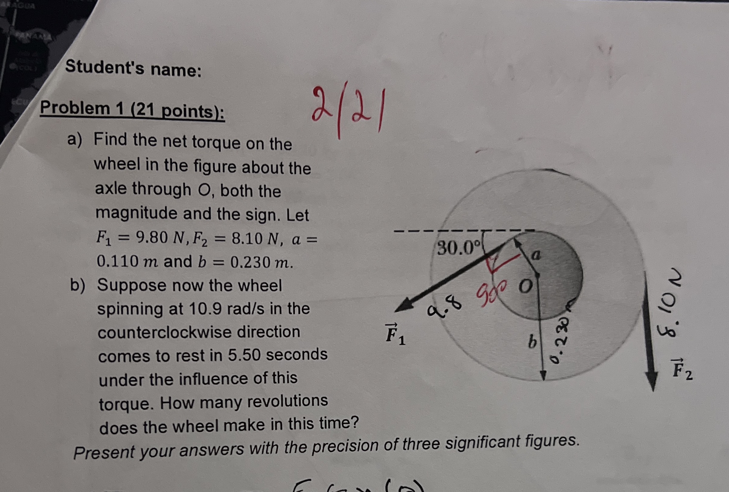 Solved Student's name:Problem 1 (21 ﻿points):a) ﻿Find the | Chegg.com