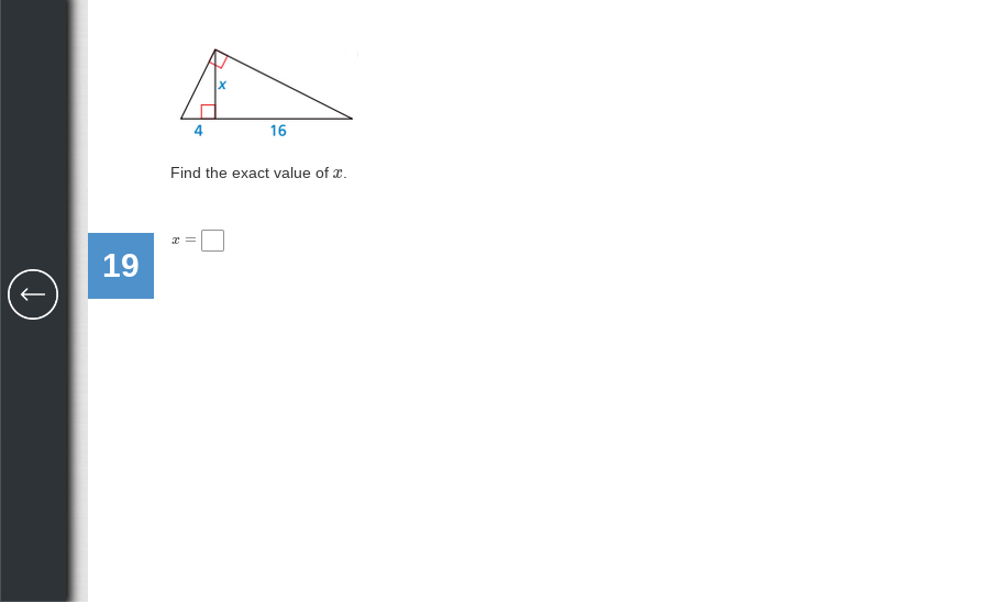 Solved Find the exact value of x.x= | Chegg.com