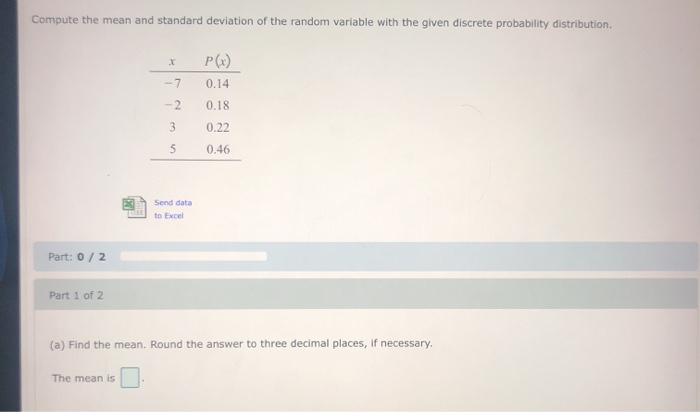 Solved Compute The Mean And Standard Deviation Of The Random