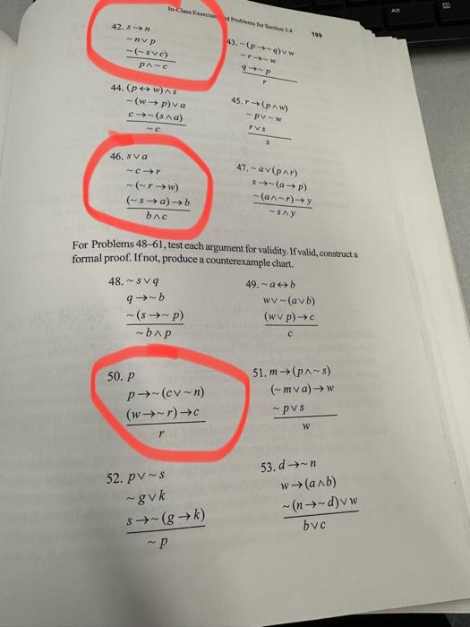 Solved Problems 40 and 46 are all valid arguments. Construct | Chegg.com