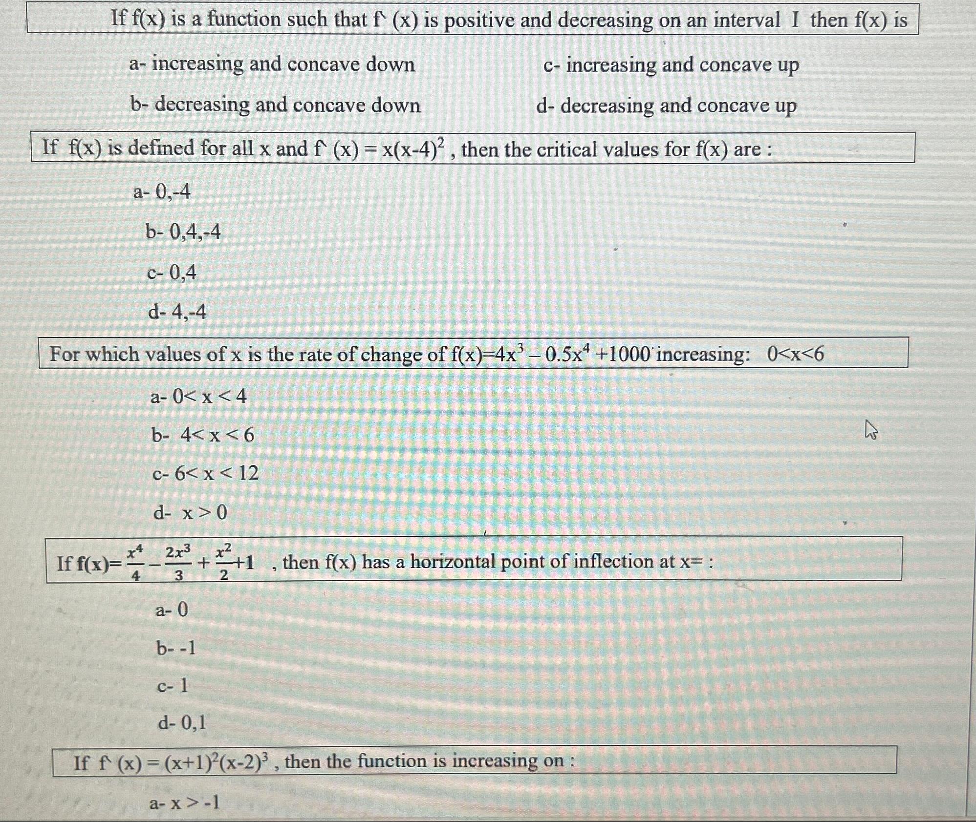 Solved If f(x) ﻿is a function such that f'(x) ﻿is positive | Chegg.com