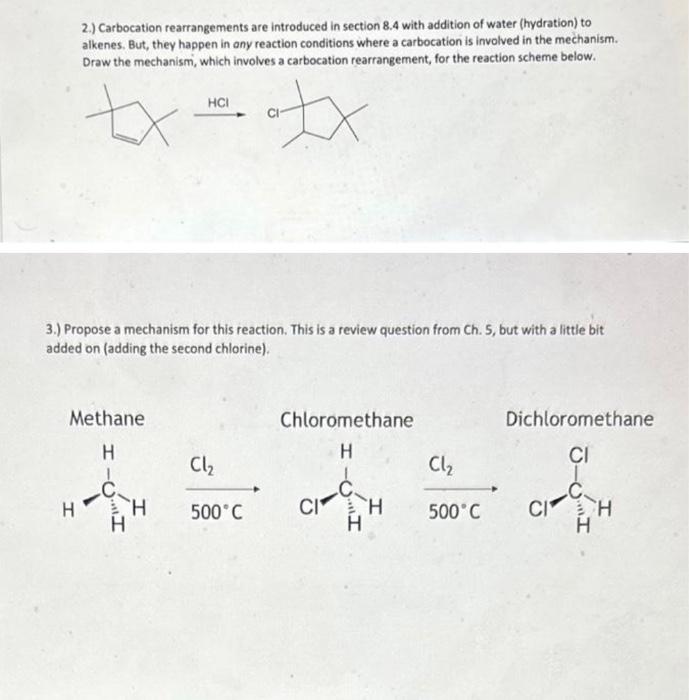 Solved 2.) Carbocation rearrangements are introduced in | Chegg.com