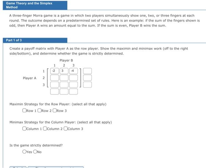 Solved A three-finger Morra game is a game in which two | Chegg.com
