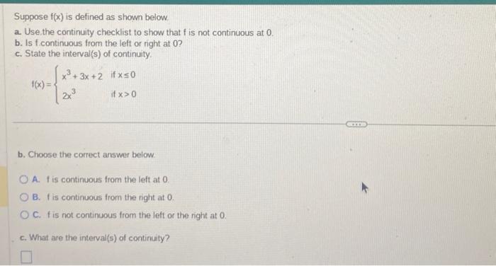 Solved Suppose F X Is Defined As Shown Below A Use The