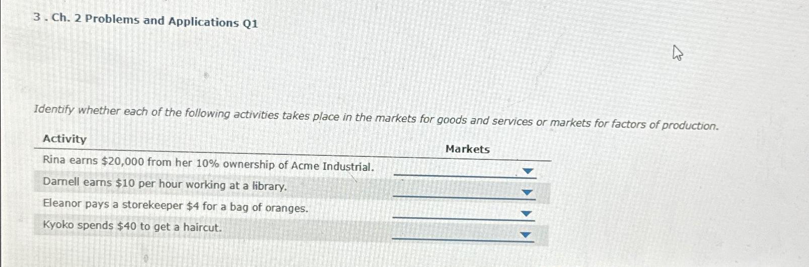 Solved Ch. 2 ﻿Problems and Applications Q1Identify whether | Chegg.com