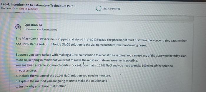 Solved Lab 4: Introduction to Laboratory Techniques Part II | Chegg.com