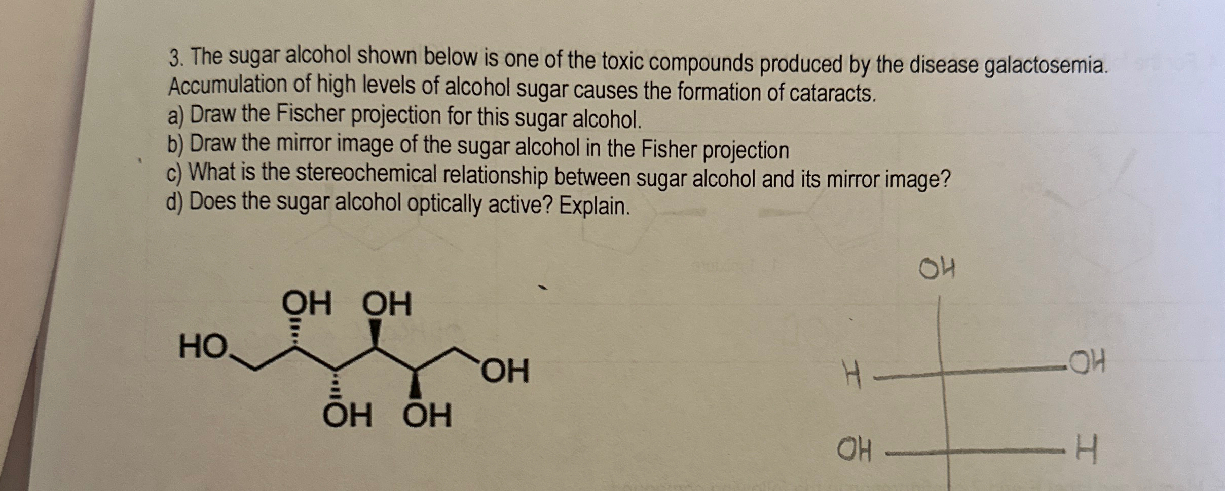 Solved The sugar alcohol shown below is one of the toxic | Chegg.com