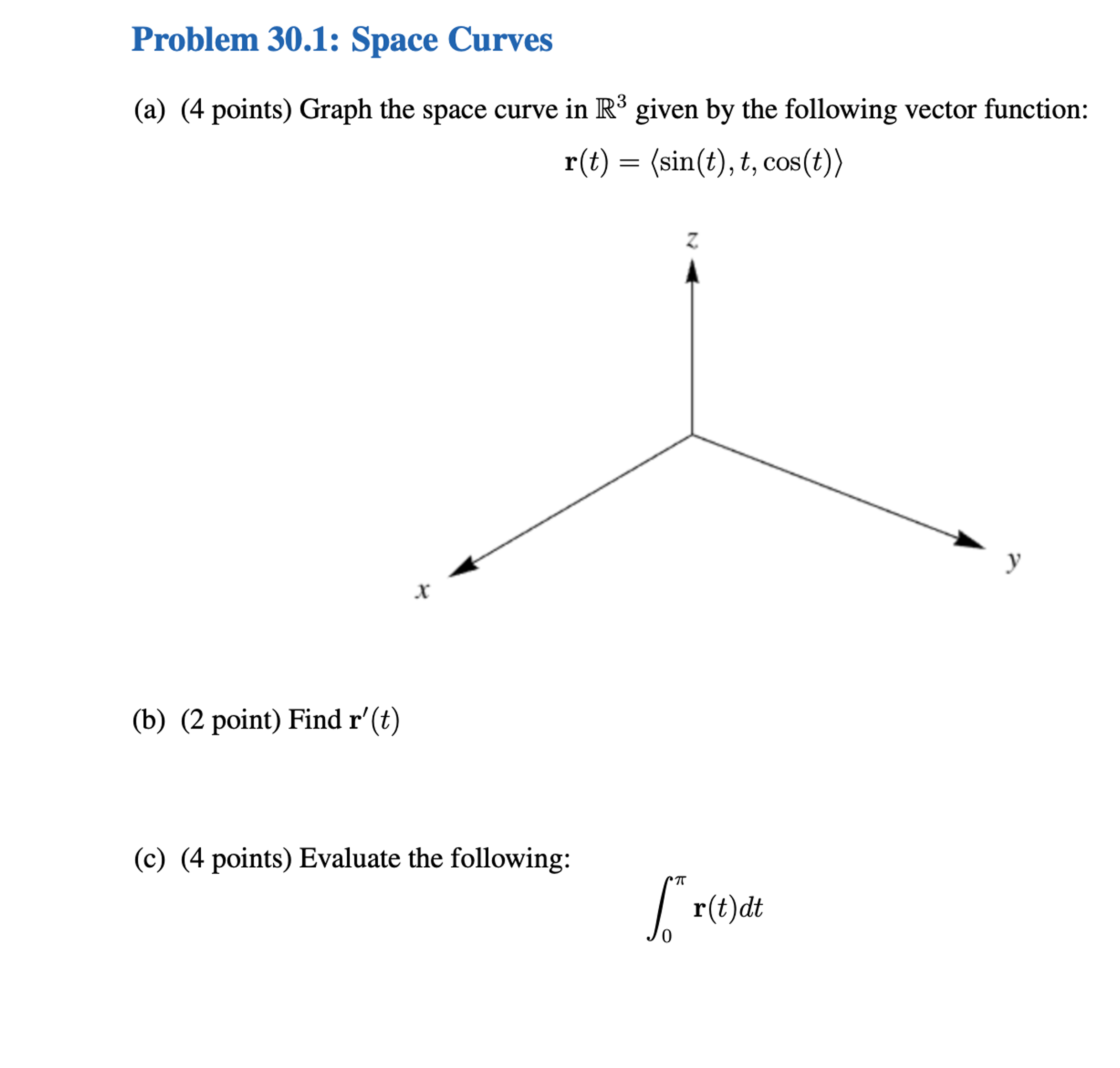 Solved Problem 30.1: Space Curves(This is 1 ﻿problem with 3 | Chegg.com
